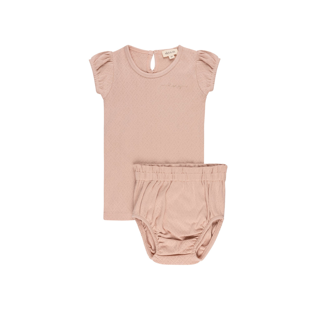 Ely’s & Co. Organic Amore Pointelle Collection - Pink/Rose Gold Bloomer Set - Blissful Bundlz